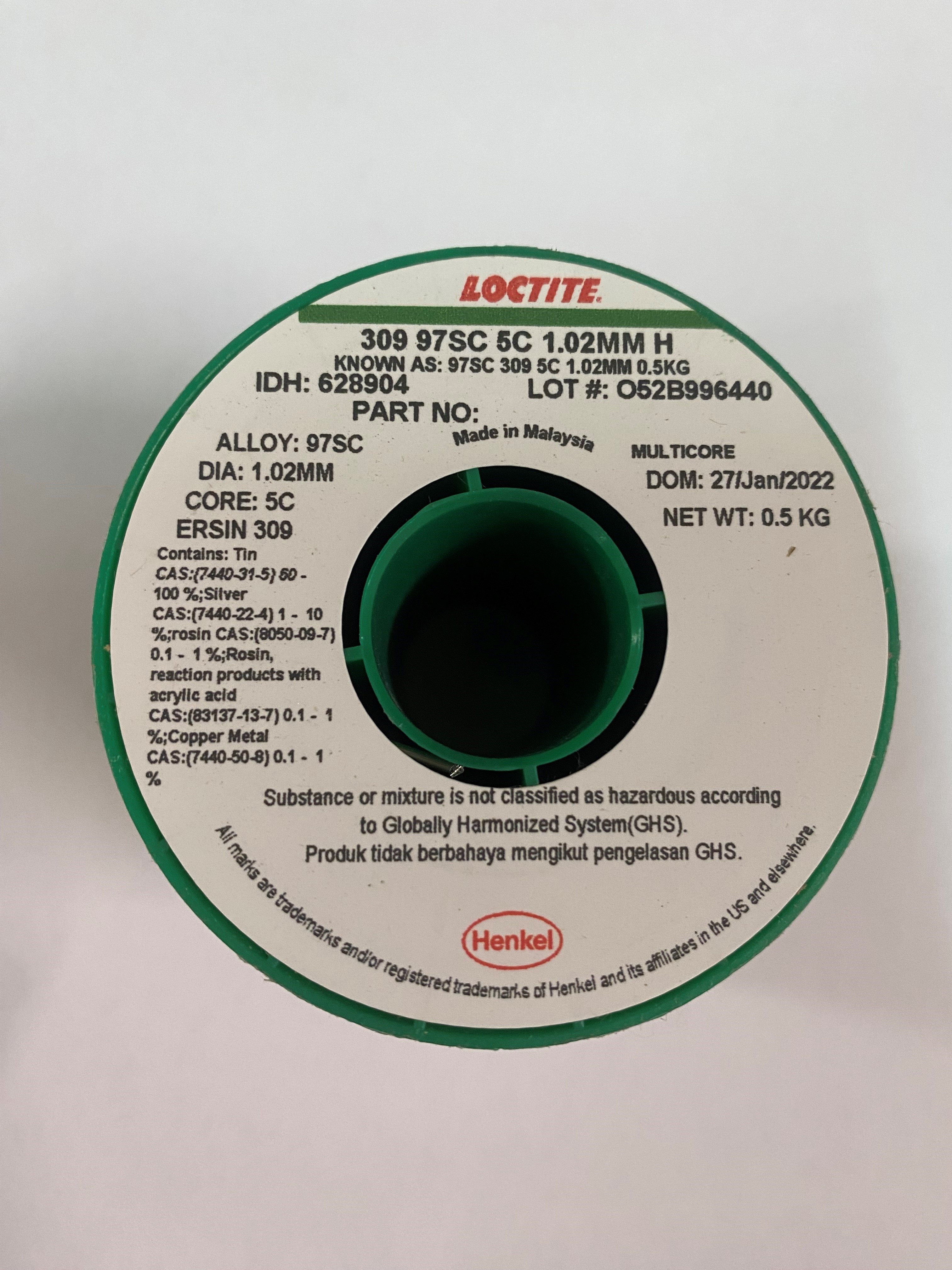 Multicore, 309, 97SC (SAC305), 5C, 1.02mm, Lead Free Solder Wire, 500g